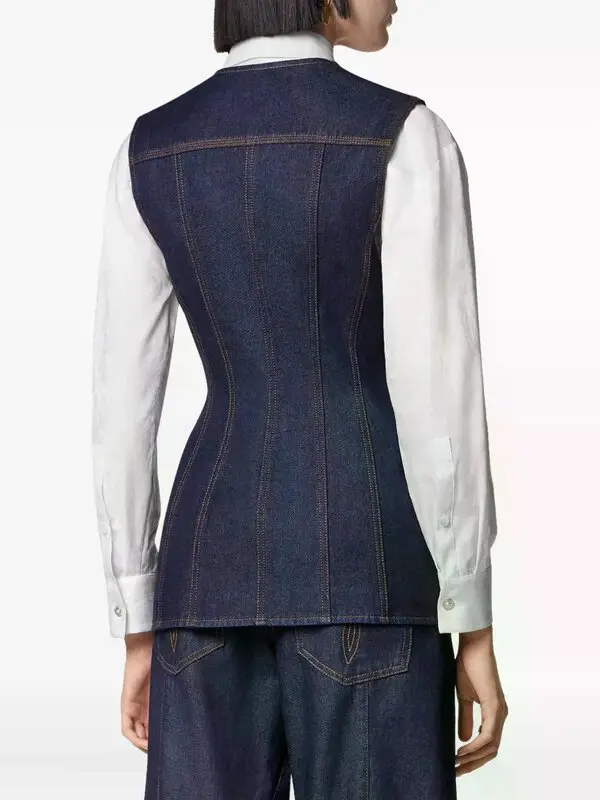 Versace Denim Button-up Vest - Blue