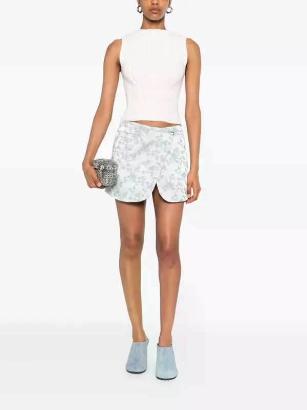 Coperni Floral-jacquard Wrap Mini Skirt