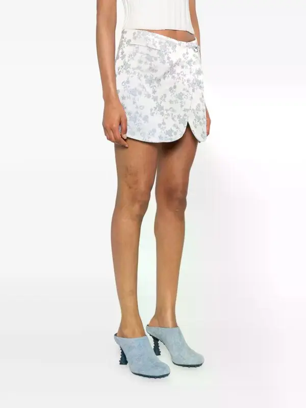 Coperni Floral-jacquard Wrap Mini Skirt