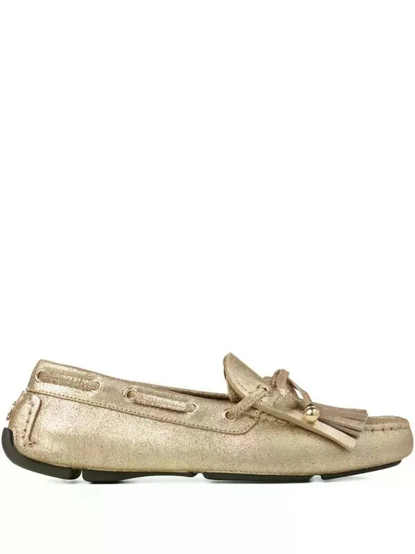 JIMMY CHOO Manon Loafers With Fringe Detail - Gold