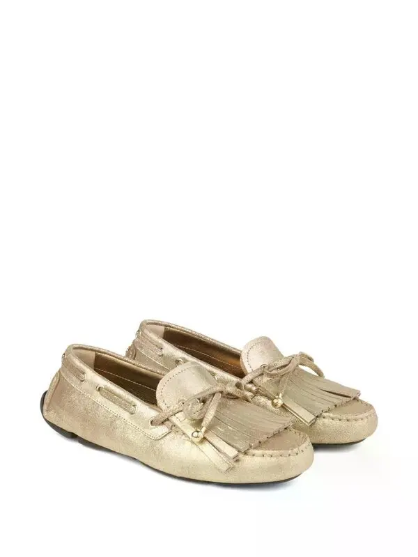 JIMMY CHOO Manon Loafers With Fringe Detail - Gold