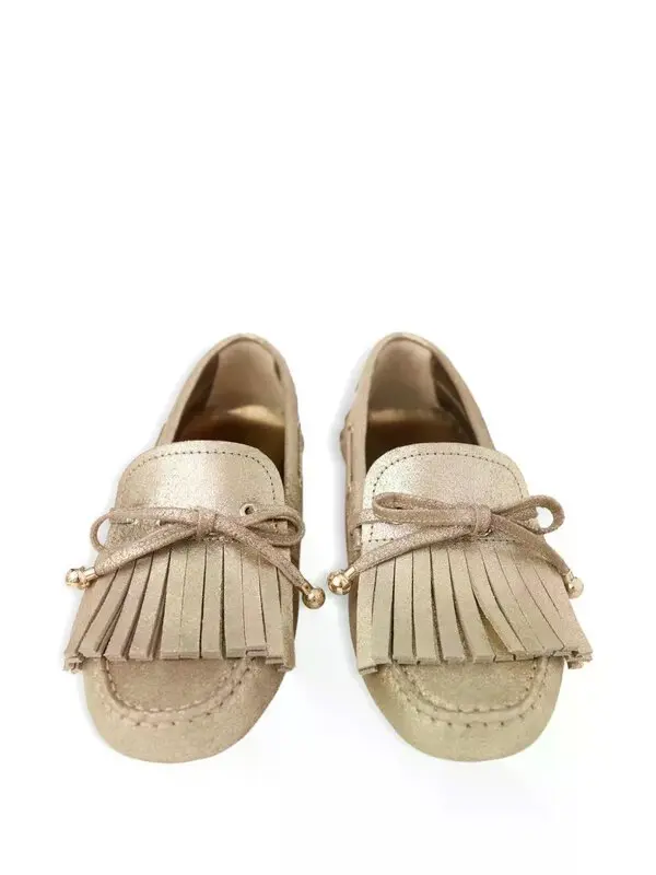 JIMMY CHOO Manon Loafers With Fringe Detail - Gold