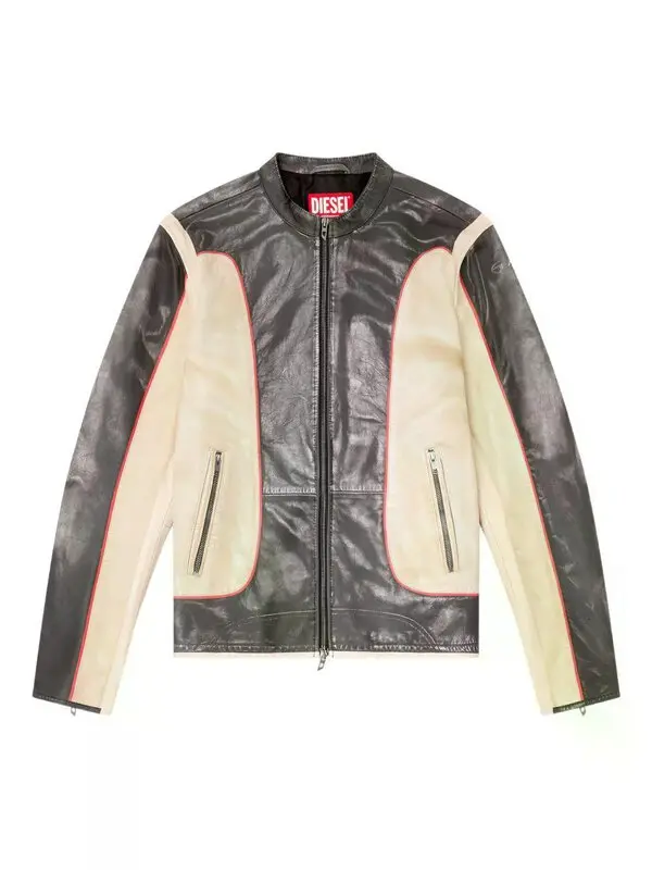 DIESEL® L-evert Leather Biker Jacket - Neutrals
