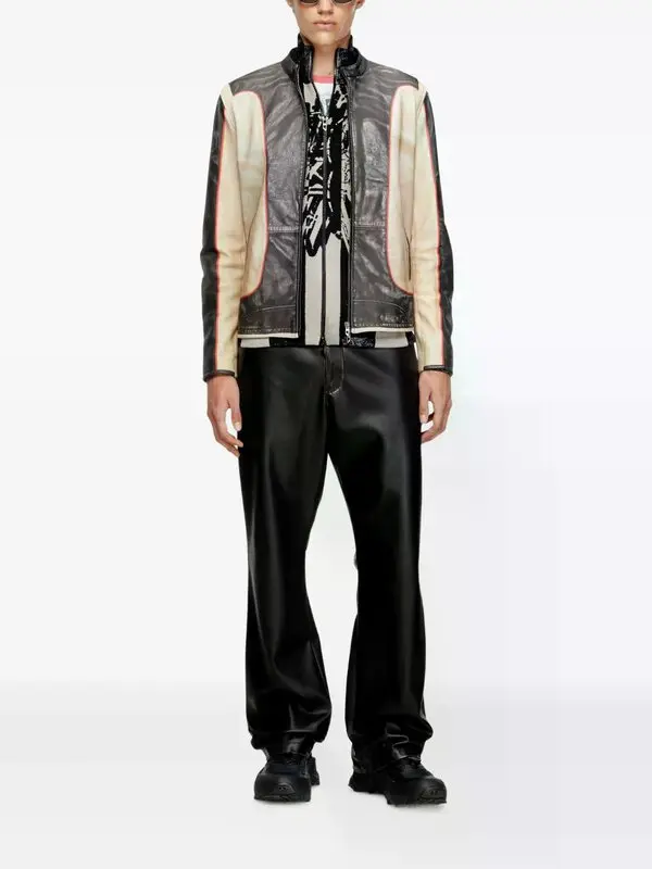 DIESEL® L-evert Leather Biker Jacket - Neutrals