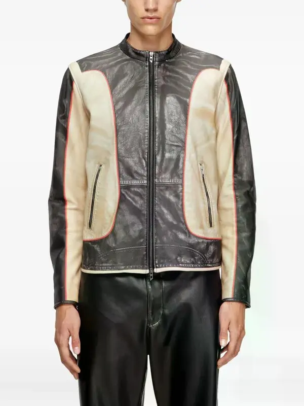 DIESEL® L-evert Leather Biker Jacket - Neutrals
