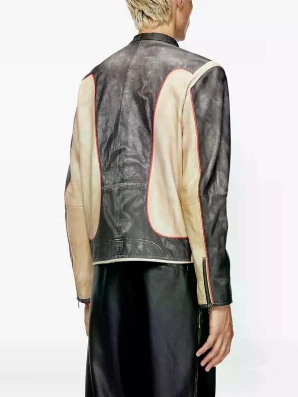 DIESEL® L-evert Leather Biker Jacket - Neutrals