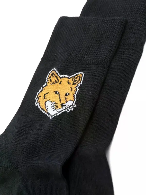 Maison Kitsuné Fox-head Socks - Black