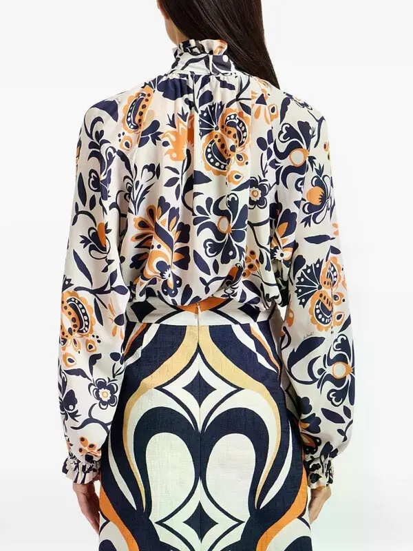 La DoubleJ Cerere Ruffled High-neck Blouse