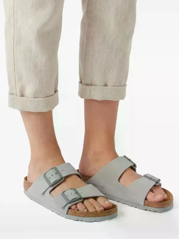 BIRKENSTOCK Arizona Leather Flat Sandals - Grey