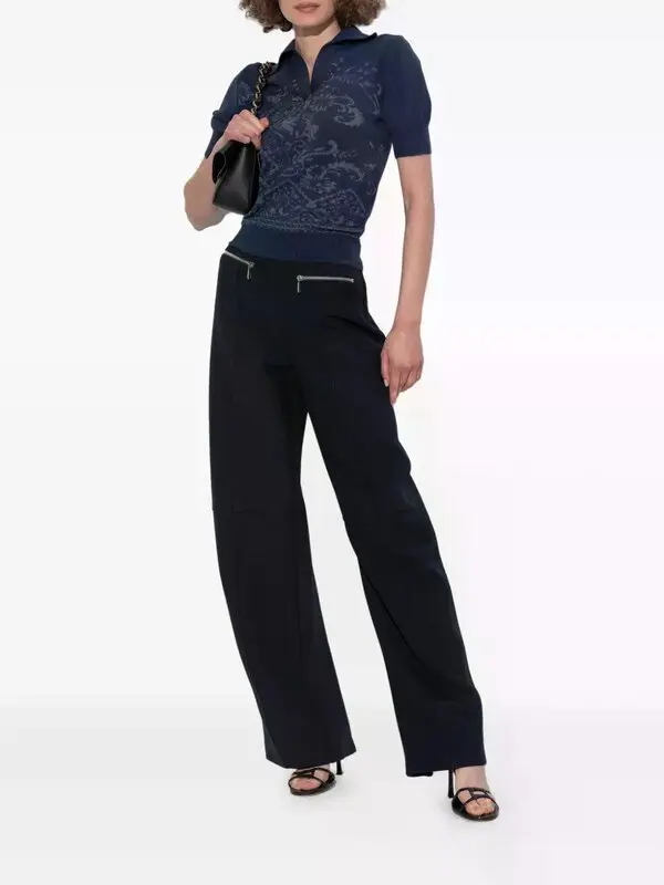 Etro Straight Leg High-waisted Zip-pocket Trousers