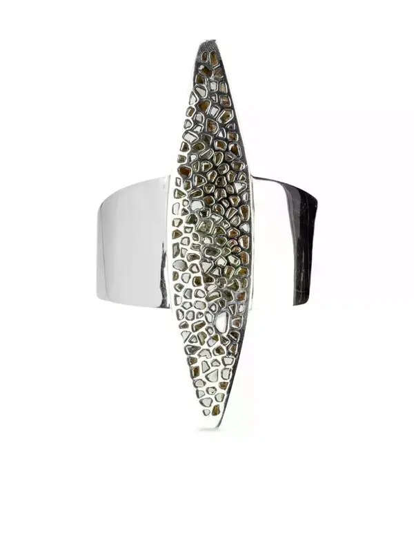 PARTS OF FOUR Sterling Crescent Diamond Pavé Bracelet - Silver