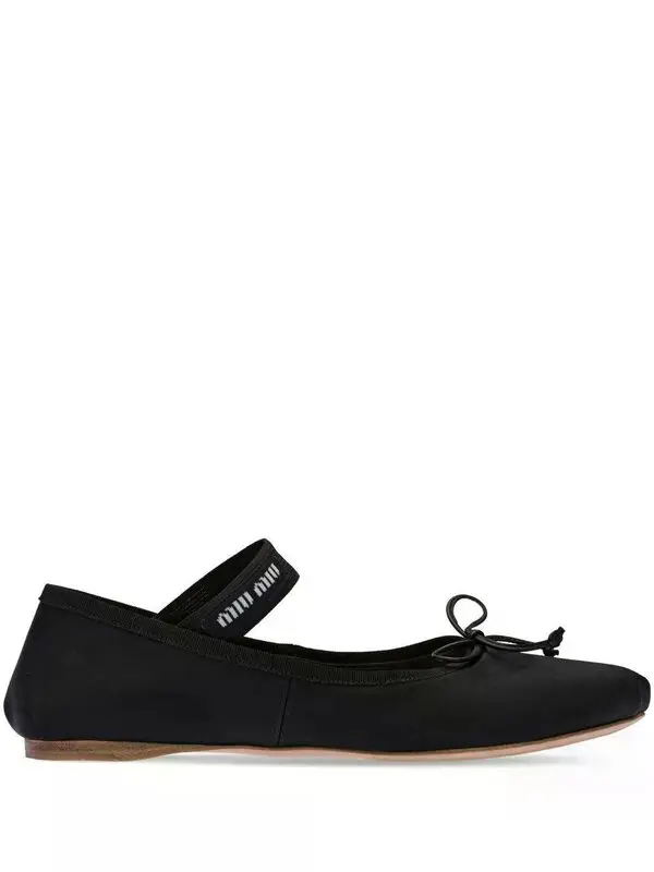Miu Miu Logo-strap Satin Ballerina Pumps