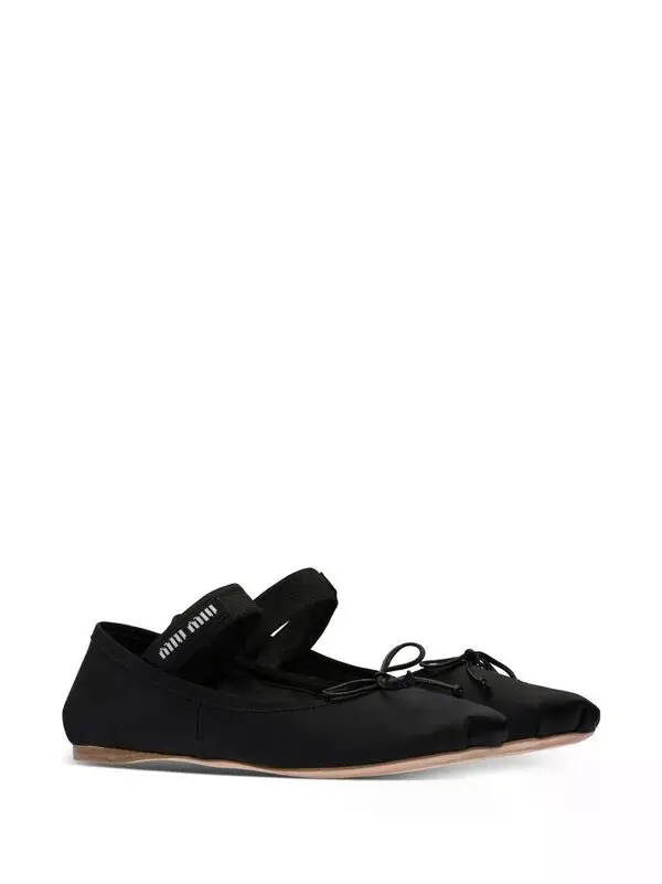 Miu Miu Logo-strap Satin Ballerina Pumps