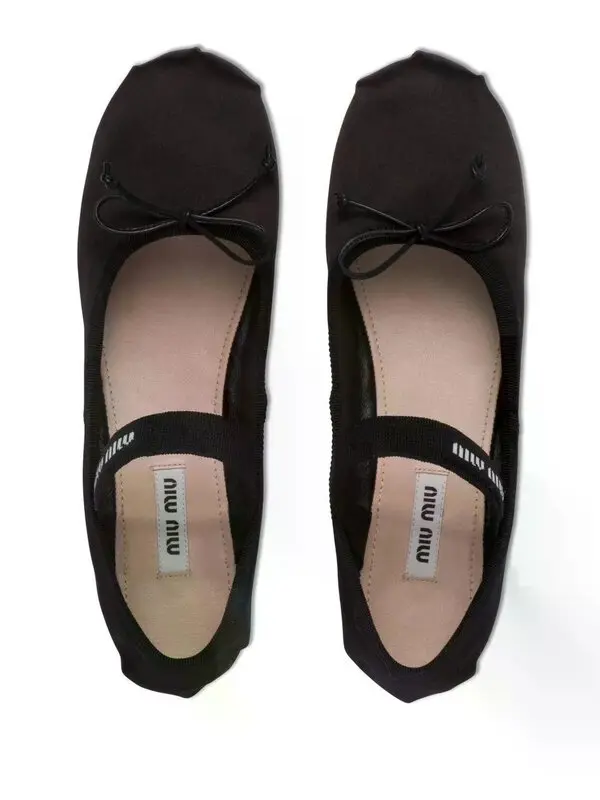 Miu Miu Logo-strap Satin Ballerina Pumps