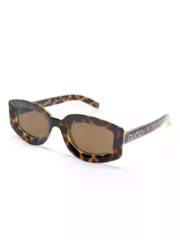 Gucci Logo-lettering Sunglasses - Brown