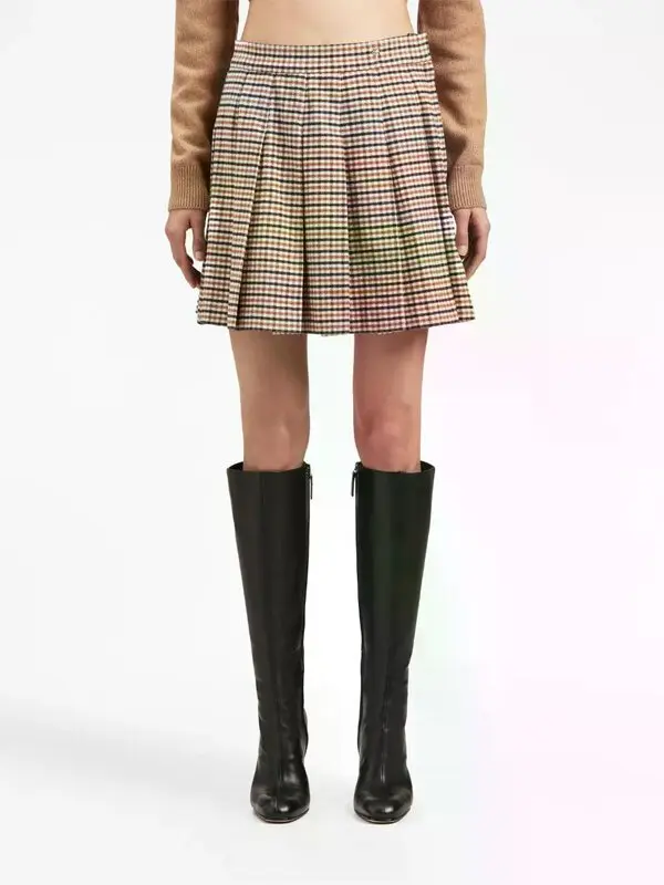 Palm Angels Pleated Check Mini Skirt