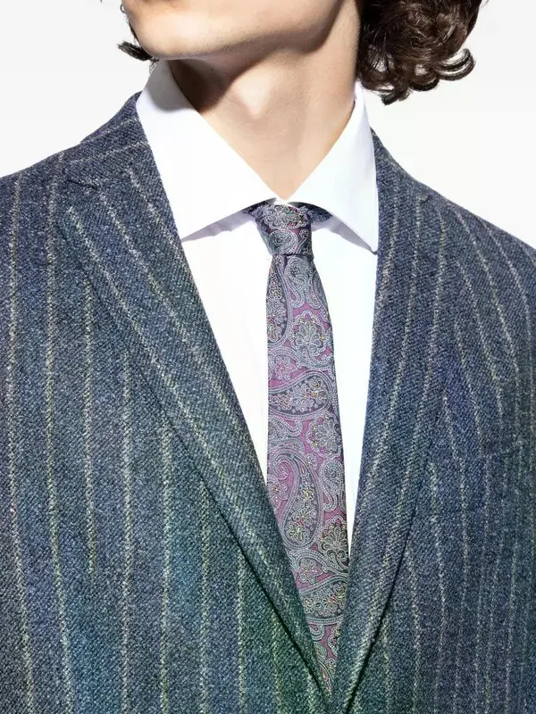 Etro Paisley Silk Neck Tie - Purple