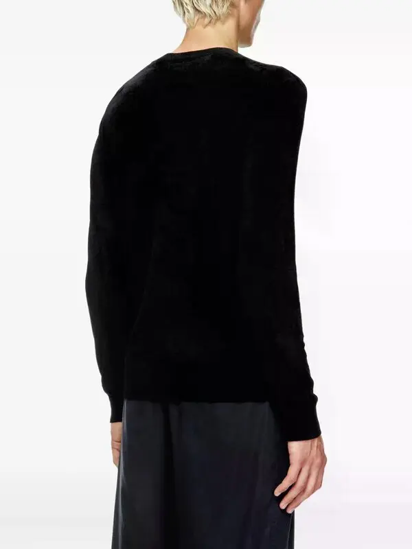 DIESEL® Round-neck Sweater With Logo Plaque - Black