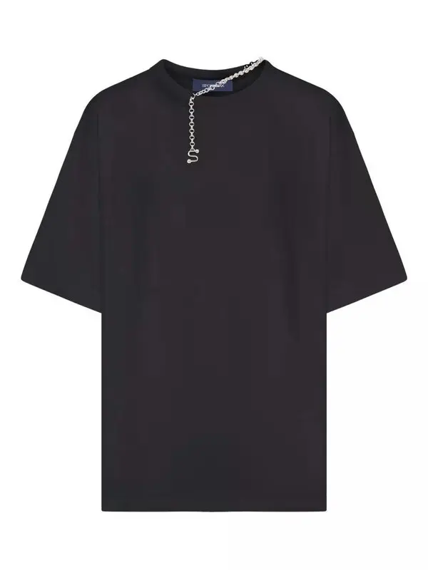 Sportmax Chain-detail Cotton T-shirt - Black