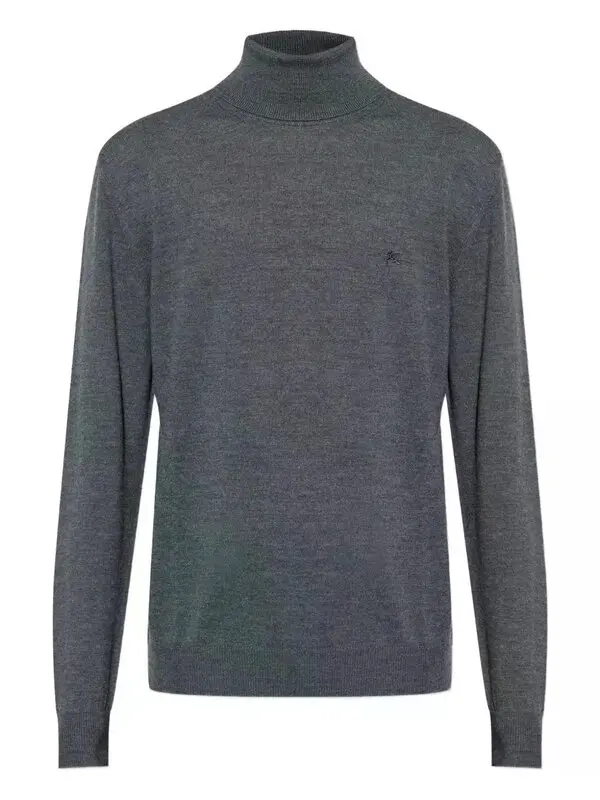 Etro Logo-embroidered Turtleneck Sweater - Grey