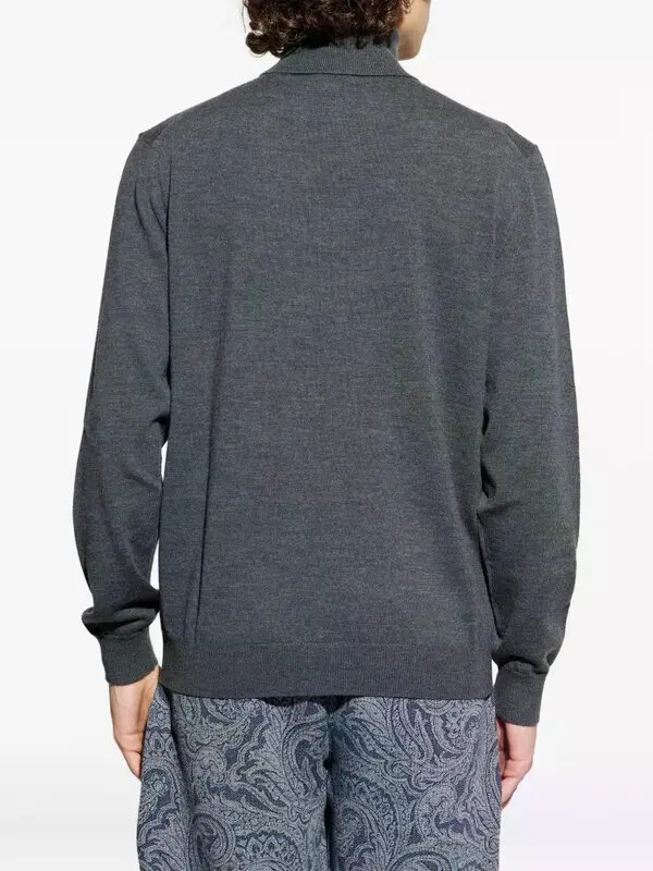 Etro Logo-embroidered Turtleneck Sweater - Grey