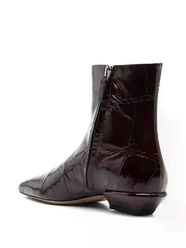 Paris Texas 30mm Crocodile-effect Pointed-toe Ankle Boots - Red