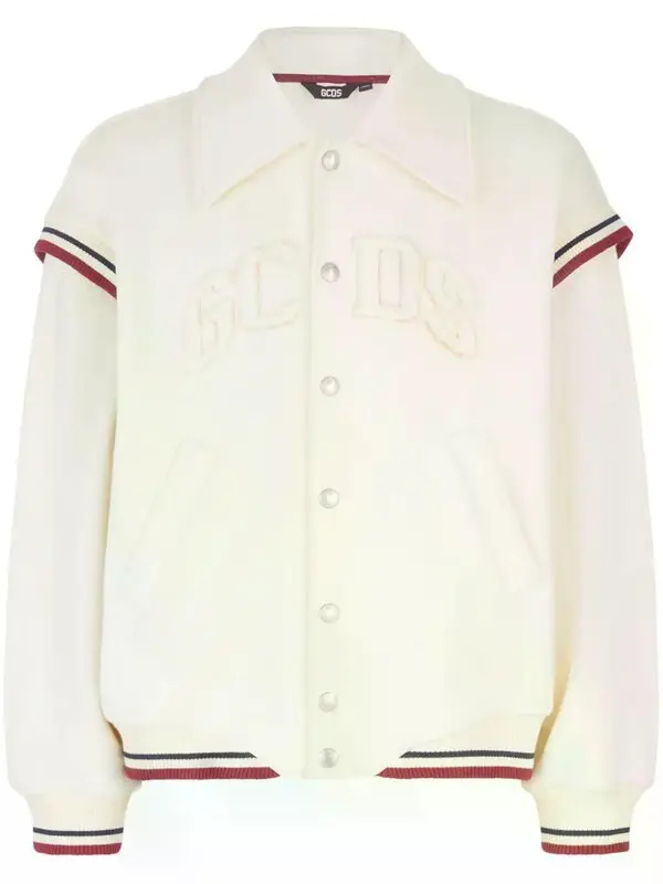 Gcds Logo-embroidered Cotton Bomber Jacket - Neutrals