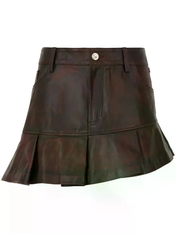 Gcds Leather Pleated Mini Skirt