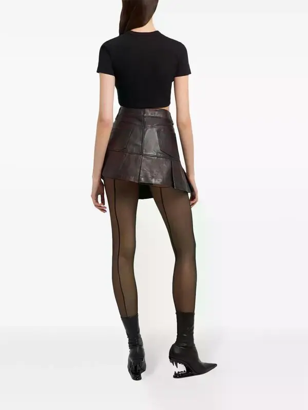 Gcds Leather Pleated Mini Skirt