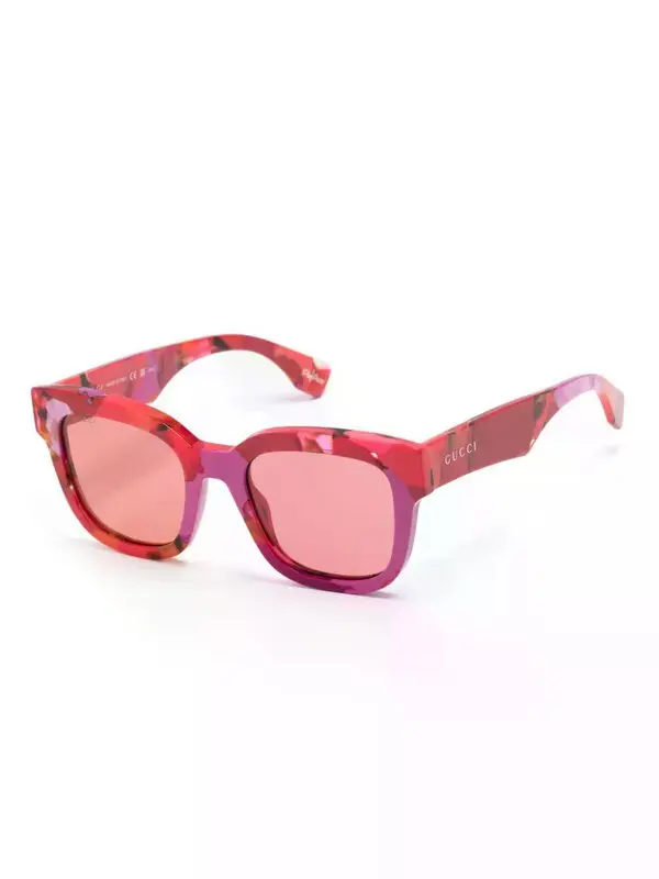 Gucci Tortoiseshell Square-frame Sunglasses - Red