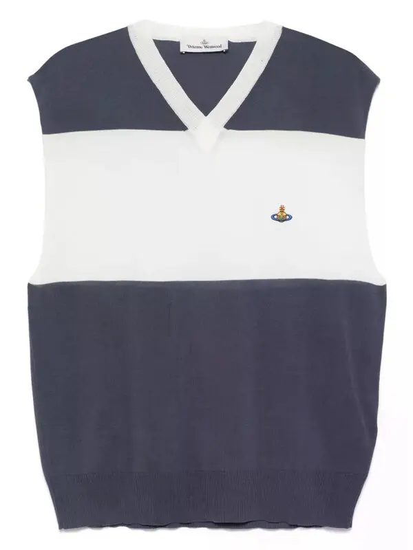 VIVIENNE WESTWOOD V-neck Striped Vest - Blue