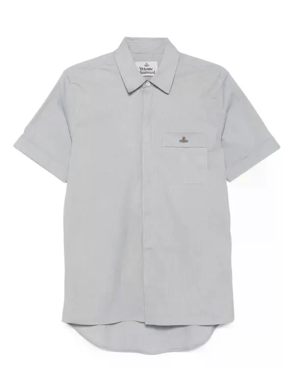 VIVIENNE WESTWOOD Orb-embroidered Short-sleeve Shirt - Grey