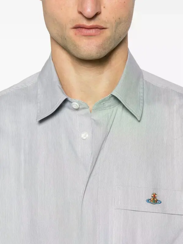 VIVIENNE WESTWOOD Orb-embroidered Short-sleeve Shirt - Grey
