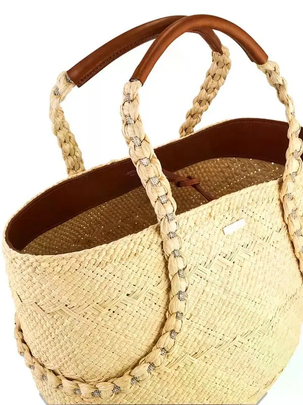AQUAZZURA Isla Woven Straw Tote Bag - Neutrals