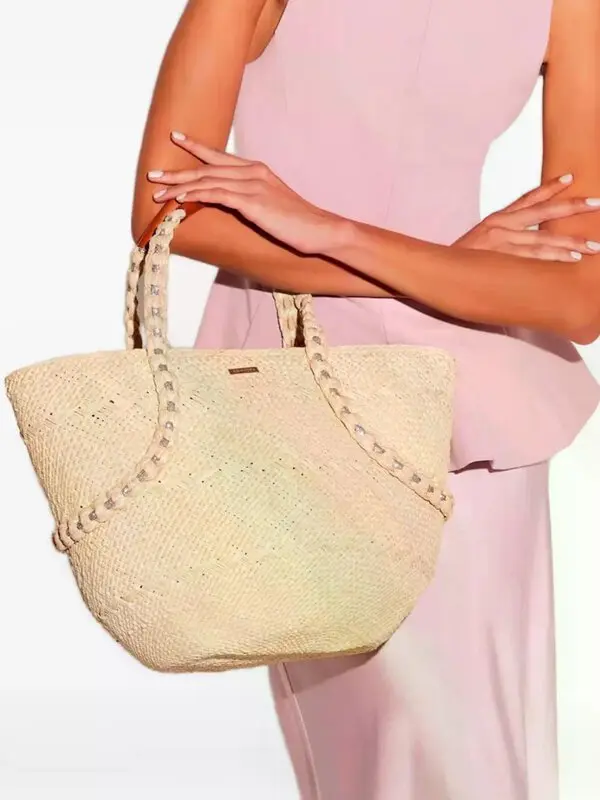 AQUAZZURA Isla Woven Straw Tote Bag - Neutrals