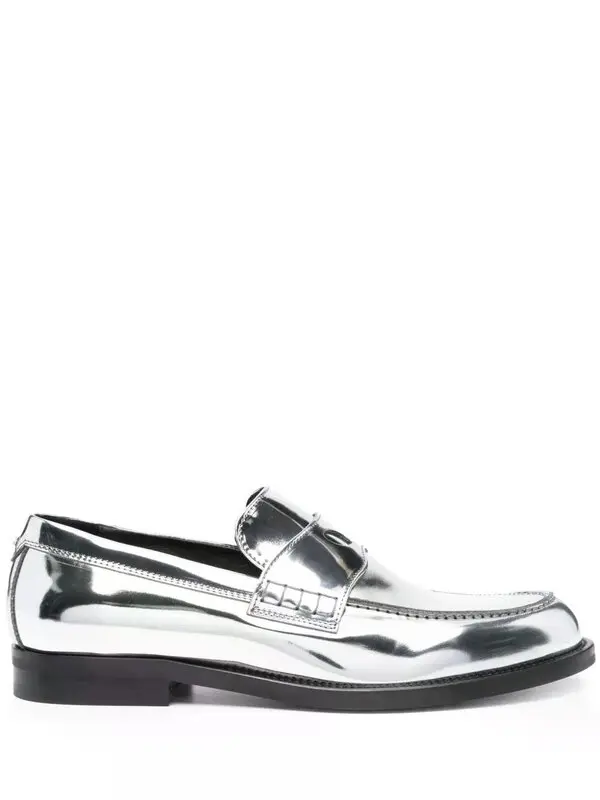 Gcds Reflective-effect Leather Loafers - Silver