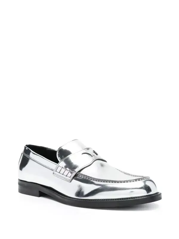 Gcds Reflective-effect Leather Loafers - Silver