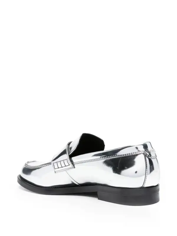 Gcds Reflective-effect Leather Loafers - Silver