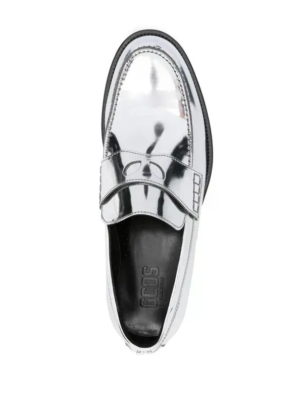 Gcds Reflective-effect Leather Loafers - Silver