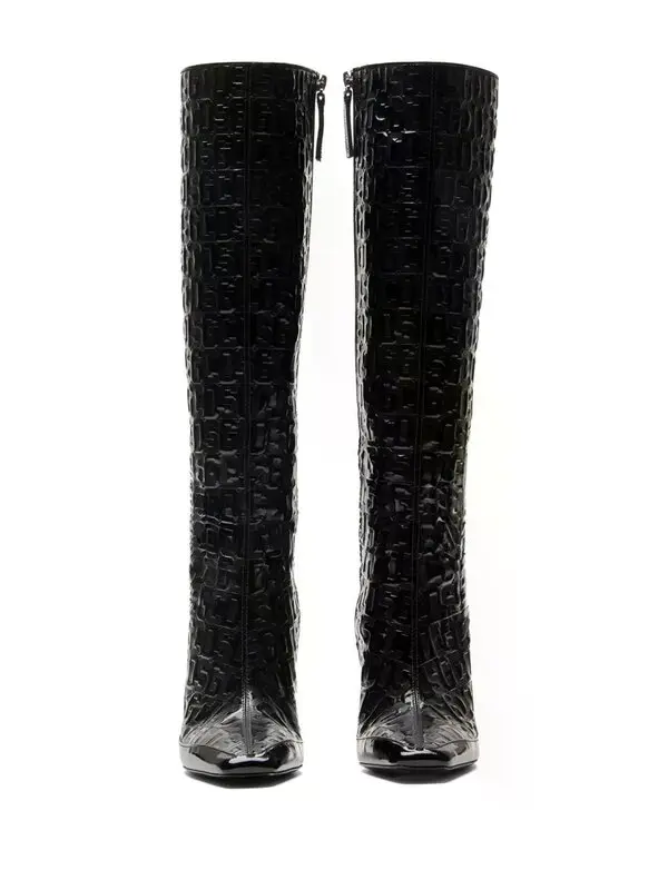 Gcds 100mm Monogram-pattern Leather Boots