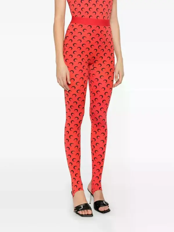 MARINE SERRE Moon-print Leggings - Red
