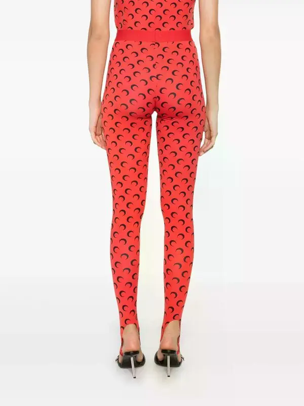 MARINE SERRE Moon-print Leggings - Red