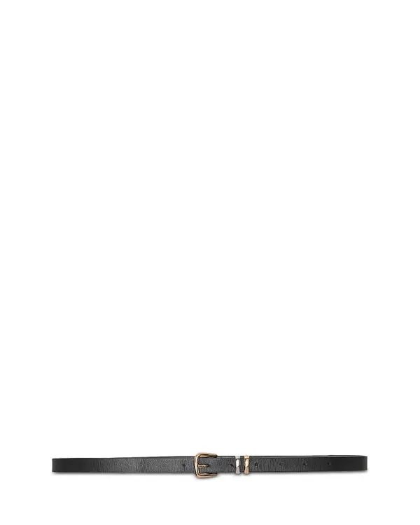 Maje Square Buckle Mini Leather Belt - Black