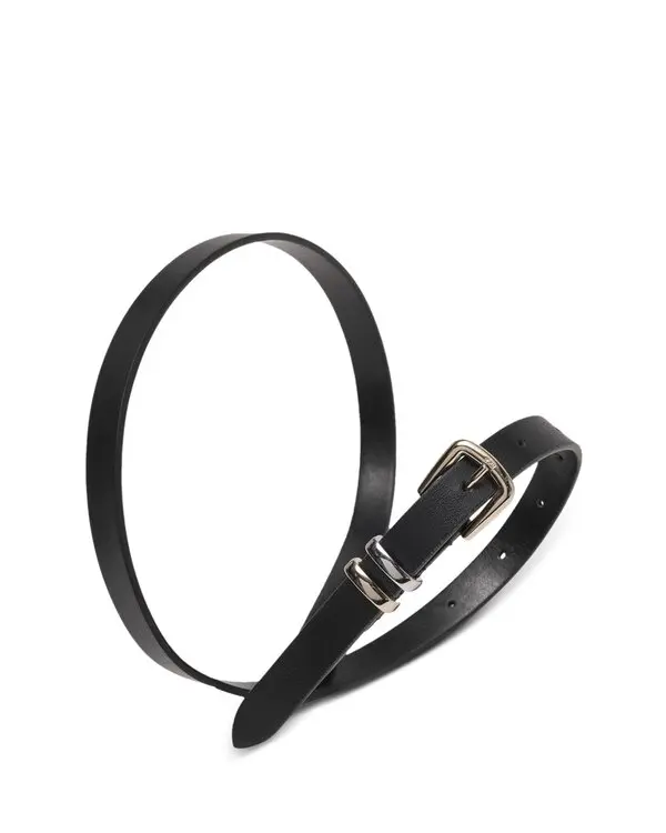 Maje Square Buckle Mini Leather Belt