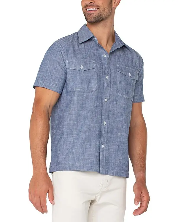 LIVERPOOL Short Sleeve Button Up Shirt - Chambray