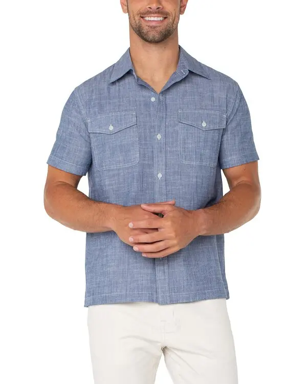 LIVERPOOL Short Sleeve Button Up Shirt - Chambray