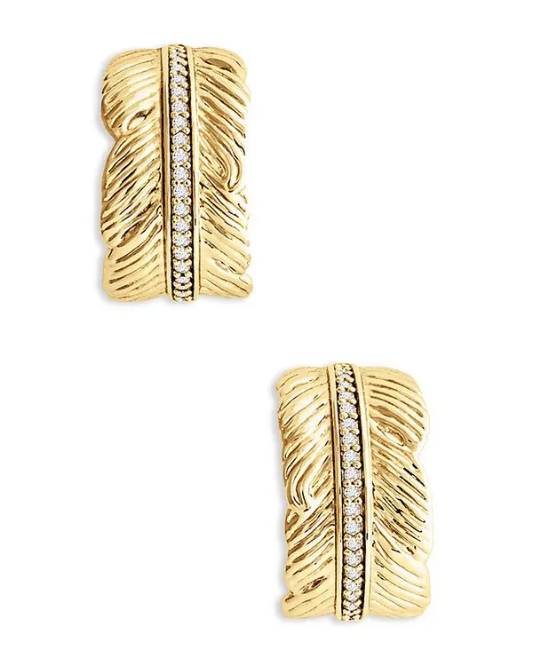 ANABEL ARAM Feather Small Hoop Earrings - Gold
