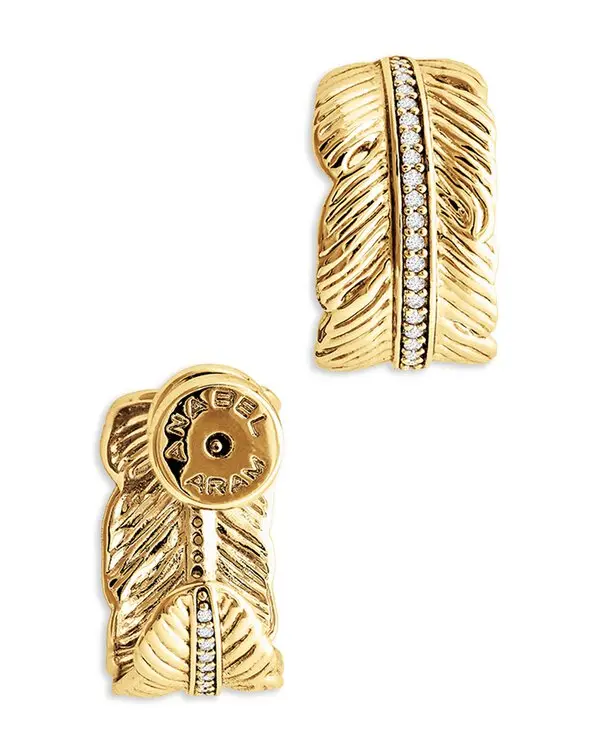 ANABEL ARAM Feather Small Hoop Earrings