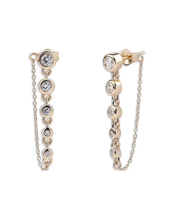 MOON & MEADOW 14k Yellow Lab Grown Diamond Bezel Chain Drop Earrings - Gold