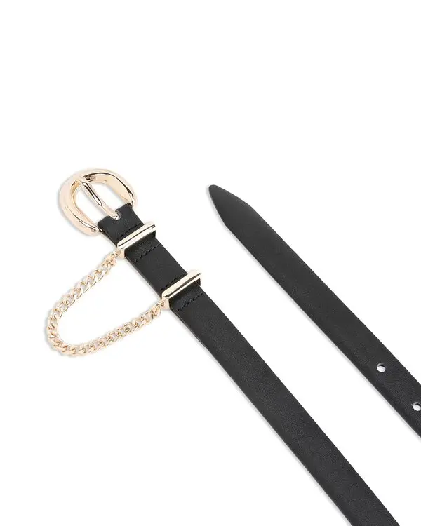 Ettika Cascade Chain Leather Belt - Black